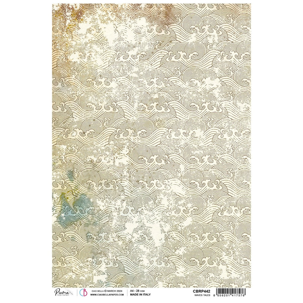 Ciao Bella Rice Paper A4 Waves Tales 5 Sheets WorldOfCraft