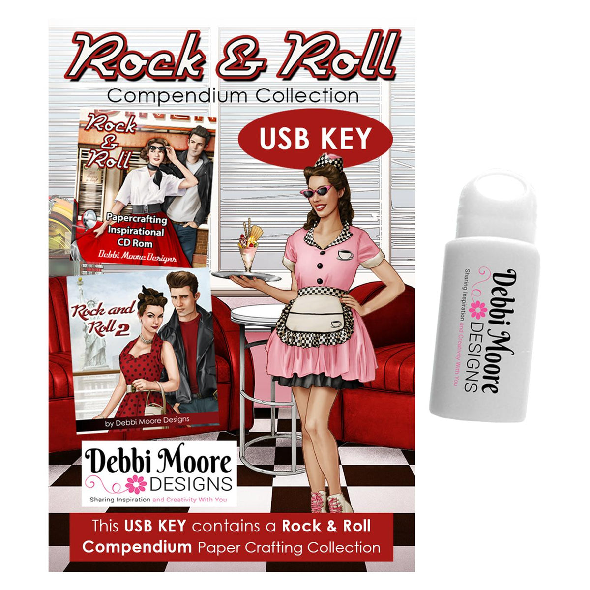 Debbi Moore Designs Rock And Roll Crafting Compendium Usb Key