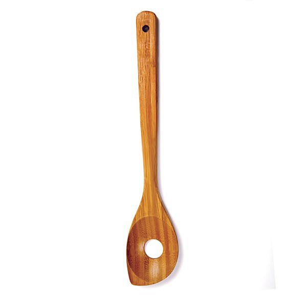 Norpro 12" Bamboo Pointed Spoon With Hole | World Of Craft