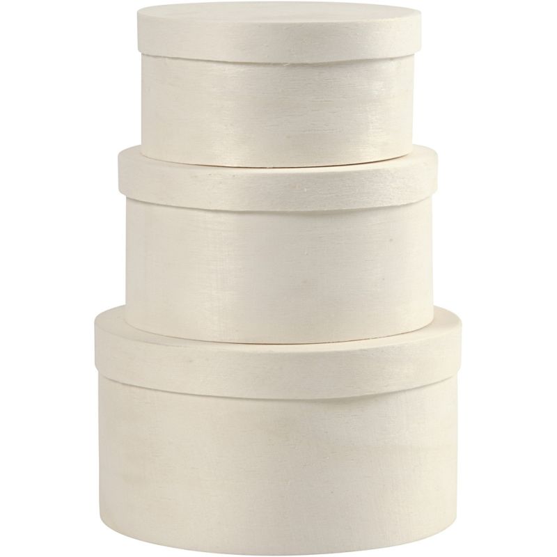 Creativ Round Wood Chip Box 3 Pieces Poplar WorldOfCraft