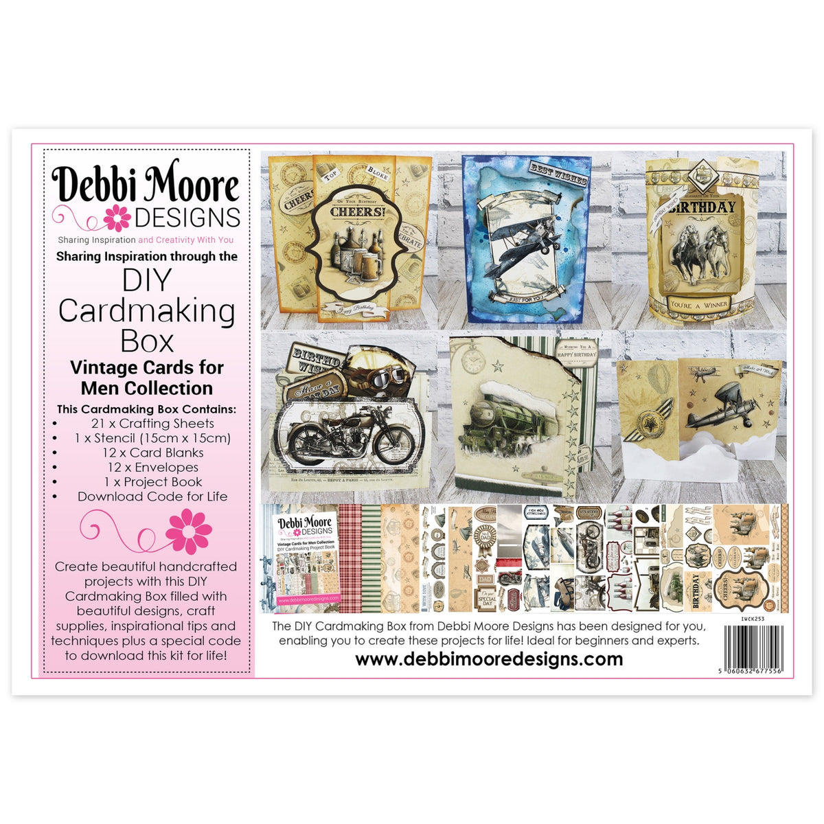 Debbi Moore Designs Day Cardmaking Kit - Vintage Cards For Men