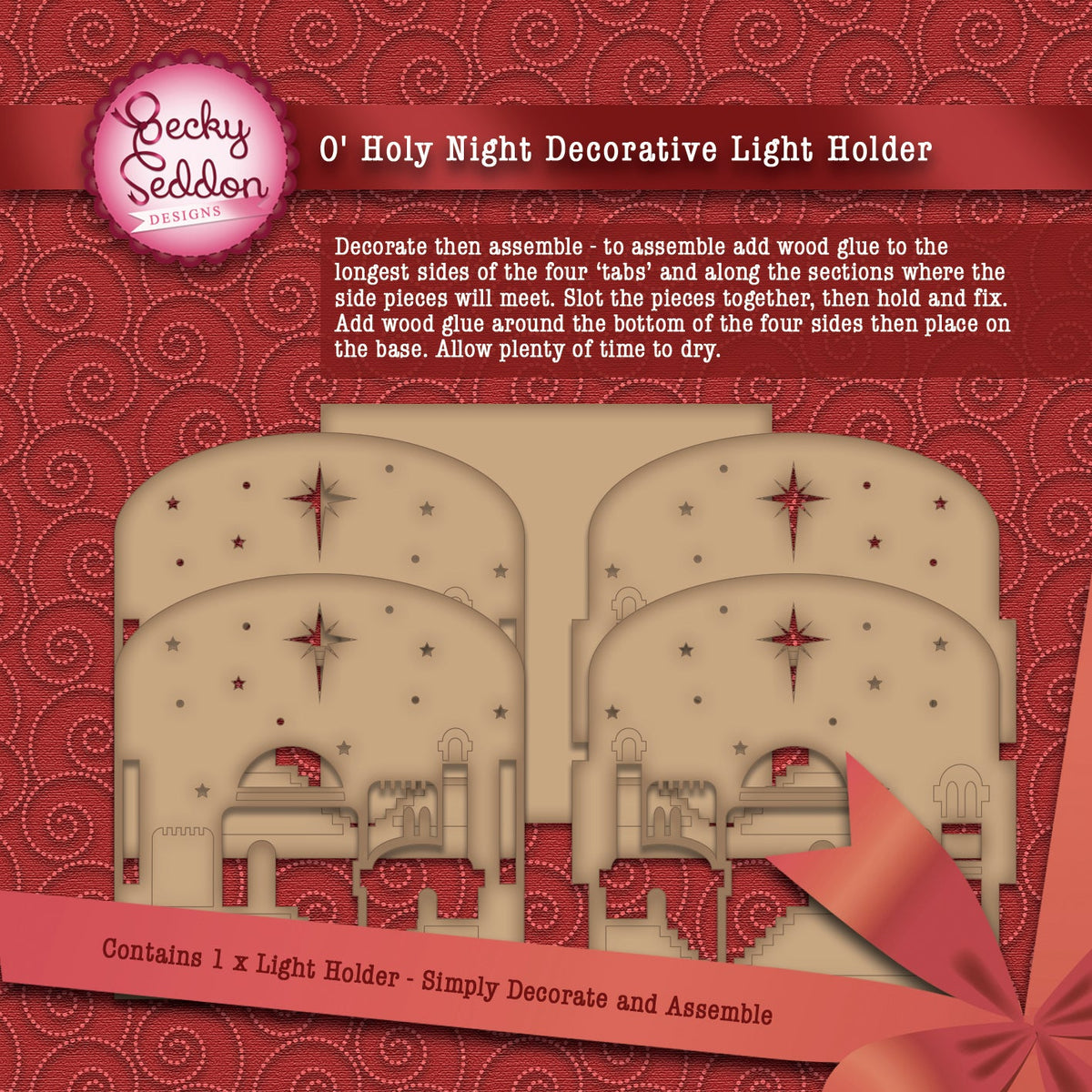 Becky Seddon Christmas Mdf O' Holy Night Decorative Light Holder ...